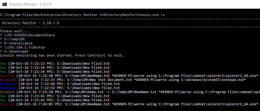 Directory Monitor Features